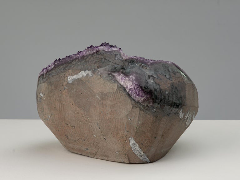 Amethyst calcite and black epitaxial goethite - a rare stone formation ...