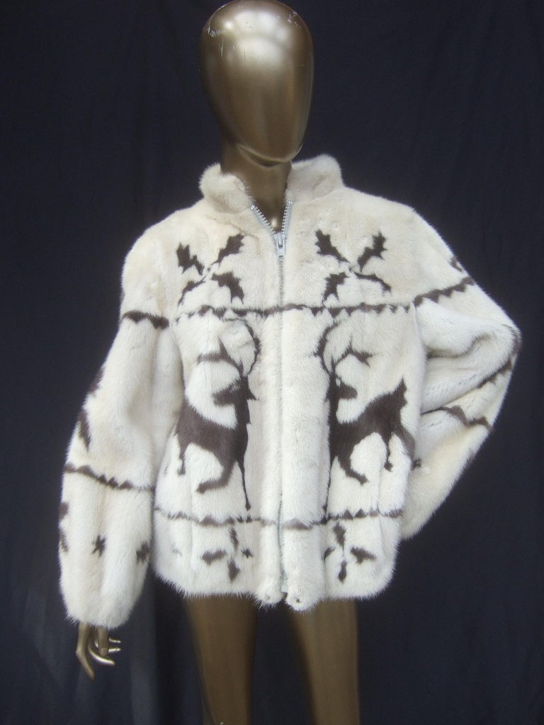 Spectacular Custom Made Pearl Mink and Mocha Reindeer Fur Jacket Circa ...