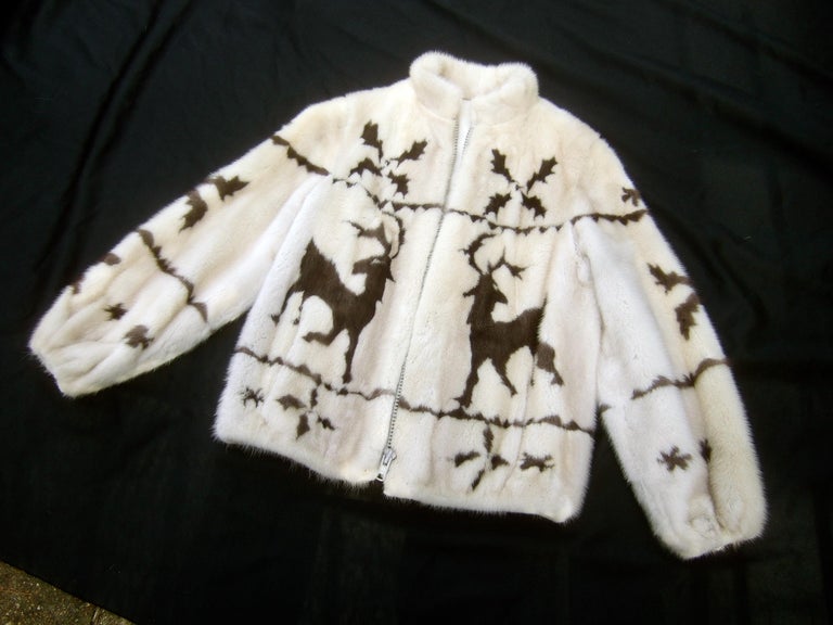 Spectacular Custom Made Pearl Mink and Mocha Reindeer Fur Jacket Circa ...