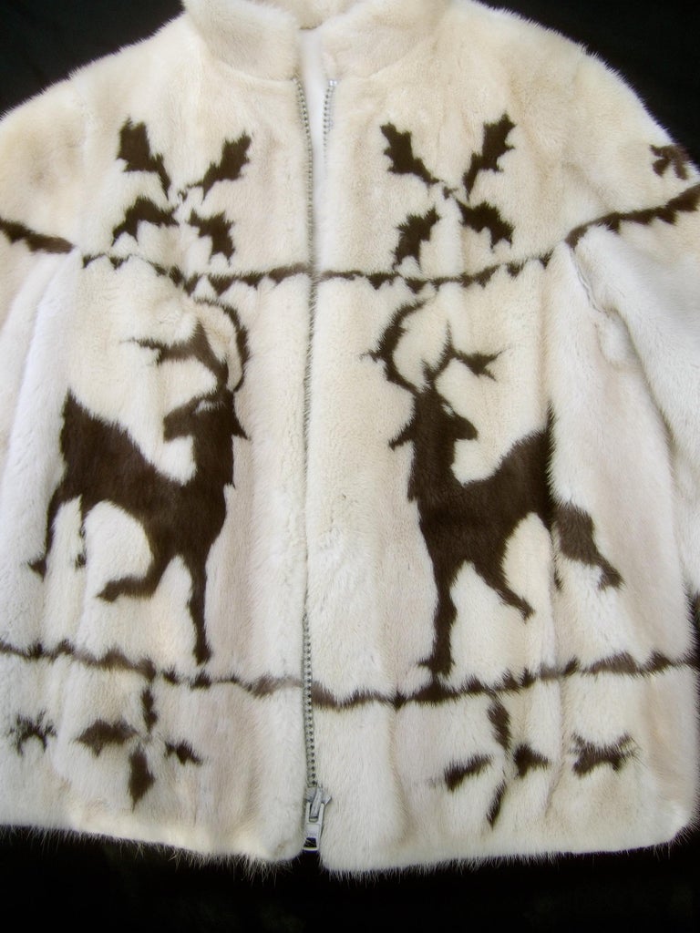 Spectacular Custom Made Pearl Mink and Mocha Reindeer Fur Jacket Circa ...