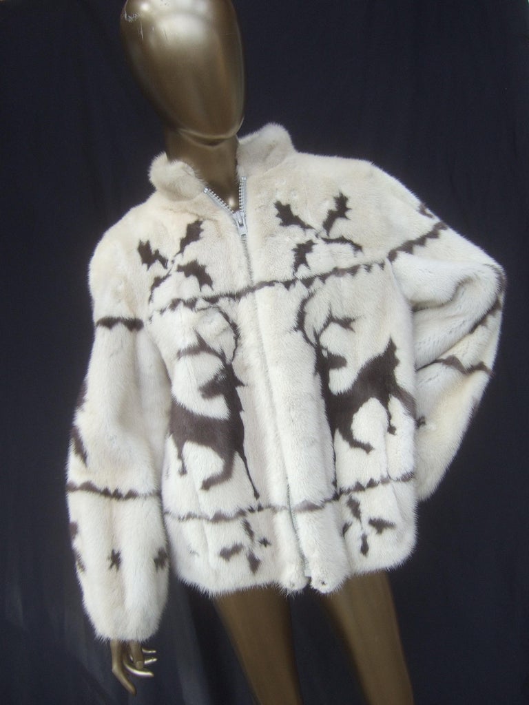 Spectacular Custom Made Pearl Mink and Mocha Reindeer Fur Jacket Circa ...