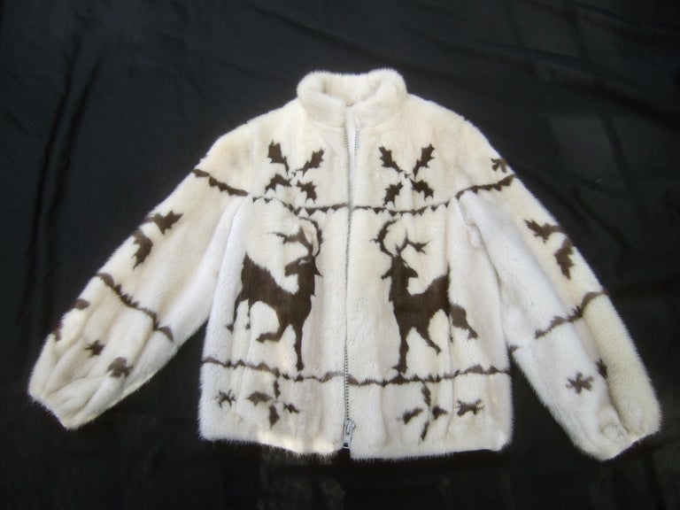Spectacular Custom Made Pearl Mink and Mocha Reindeer Fur Jacket Circa ...