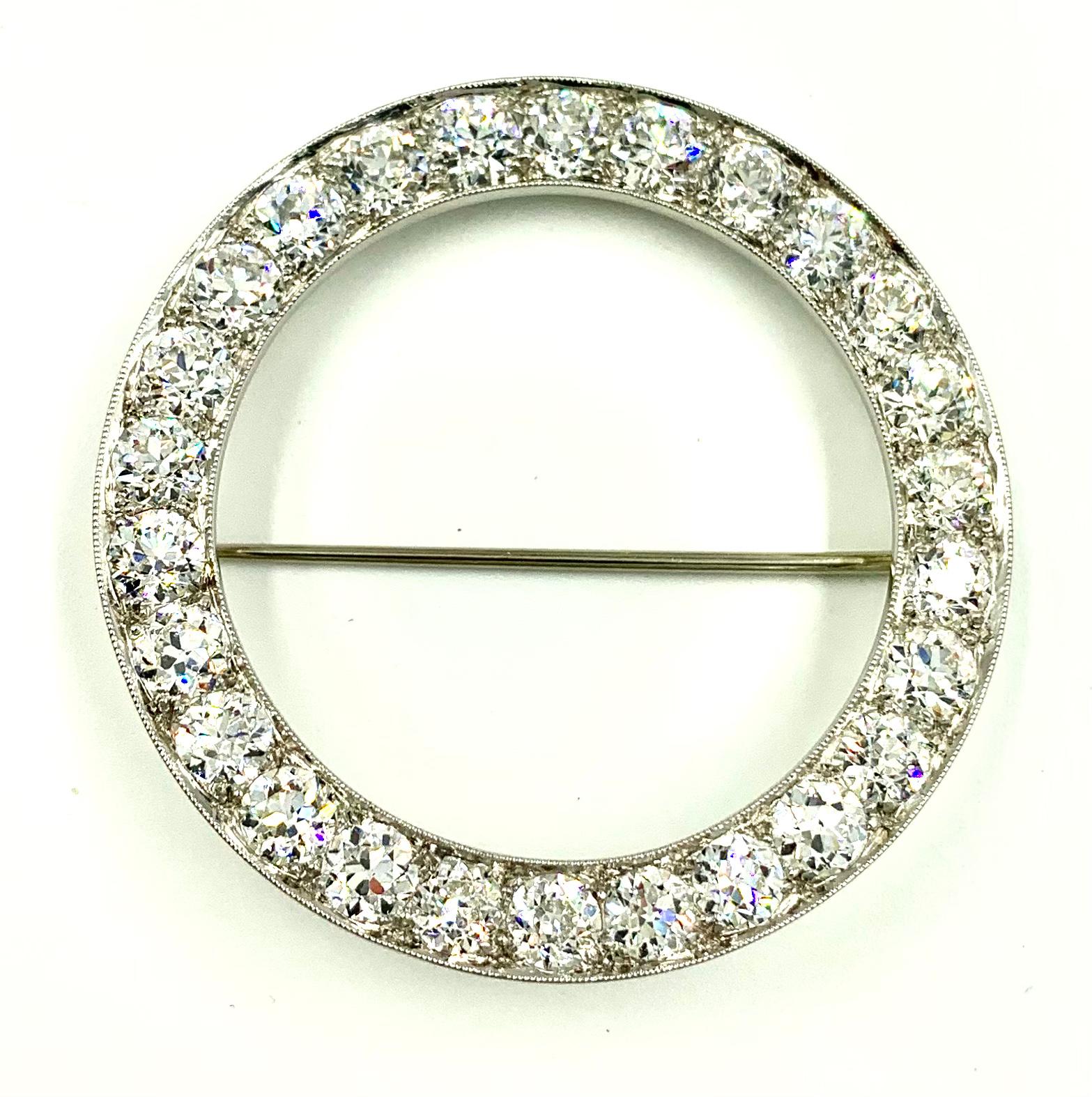 Spectacular Elegant Art Deco 8.45 TCW Diamond Platinum Circle Brooch ...