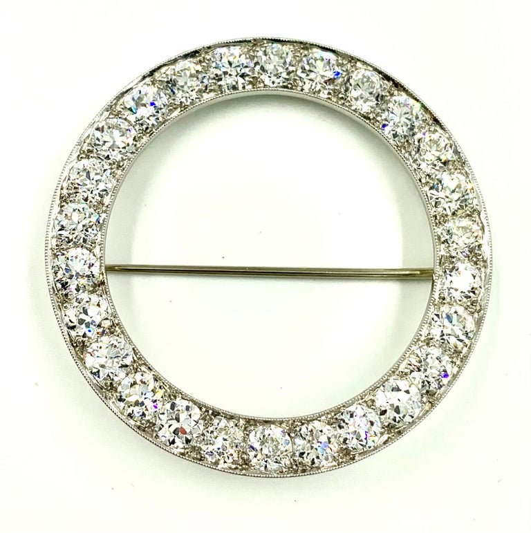Spectacular Elegant Art Deco 8.45 TCW Diamond Platinum Circle Brooch ...