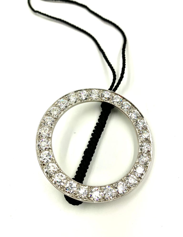 Spectacular Elegant Art Deco 8.45 TCW Diamond Platinum Circle Brooch ...