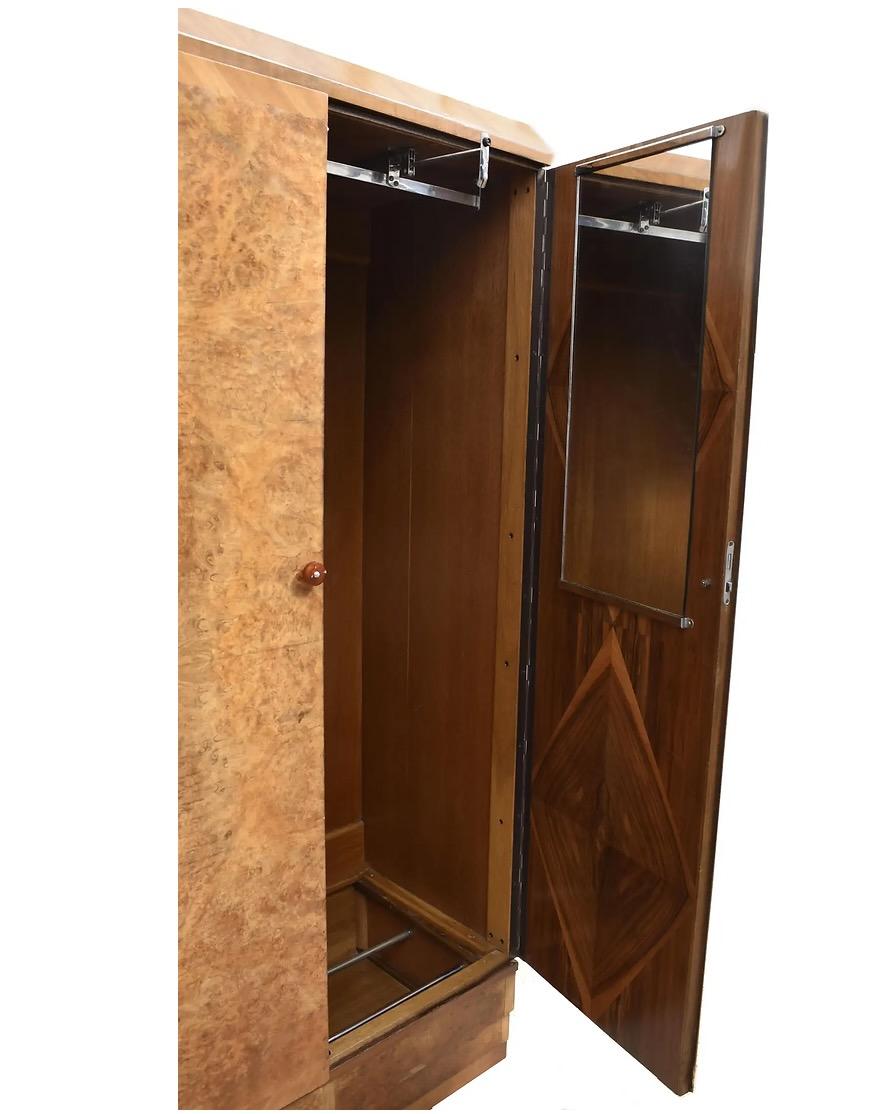 Spectacular English Art Deco 4 Door Figured Walnut Gentleman's ...
