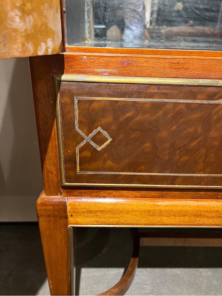 Spectacular French Art Deco Brass Mounted Fish Inlaid Bar Cabinet with ...