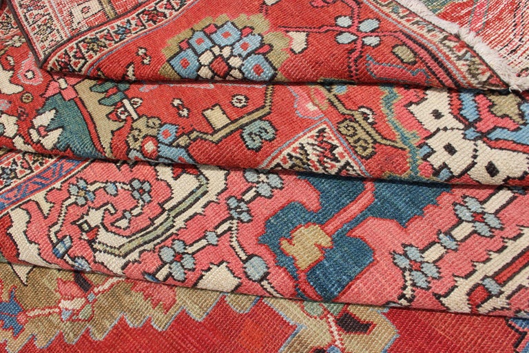 Spectacular Large Antique Persian Bakshaish Serapi Rug with Beautiful ...
