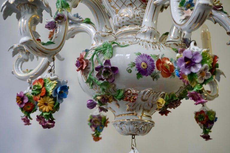 Spectacular Large Italian Rococo Style Porcelain Floral Chandelier For ...