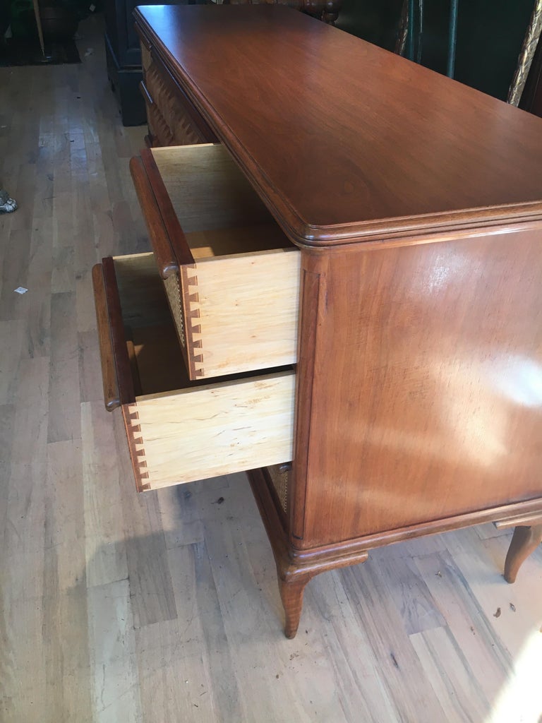 Spectacular Midcentury Italian Server, Walnut, Cane, Very Textural ...