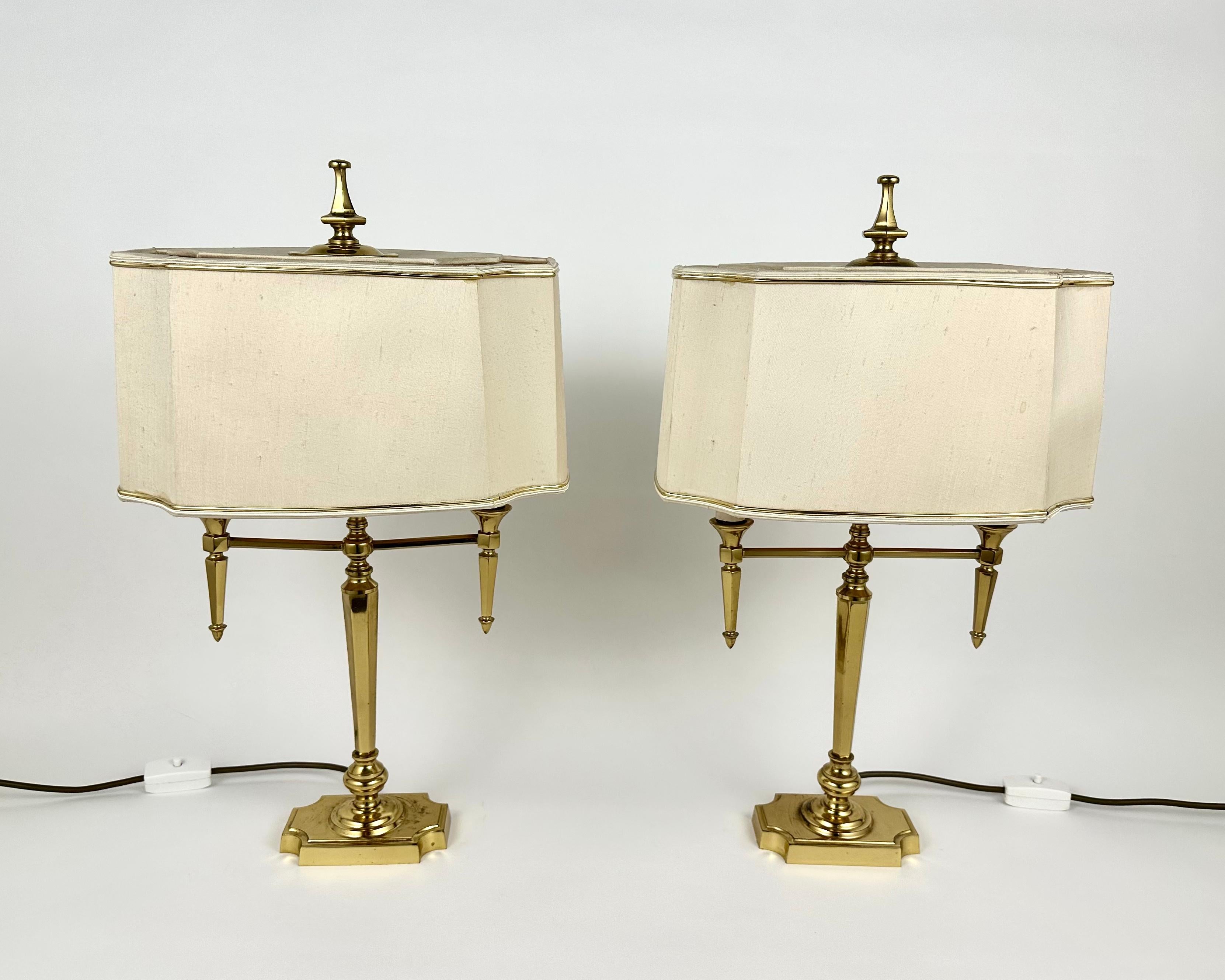 Spectacular Pair of Vintage Table Lamps from Gold Plated Metal and ...