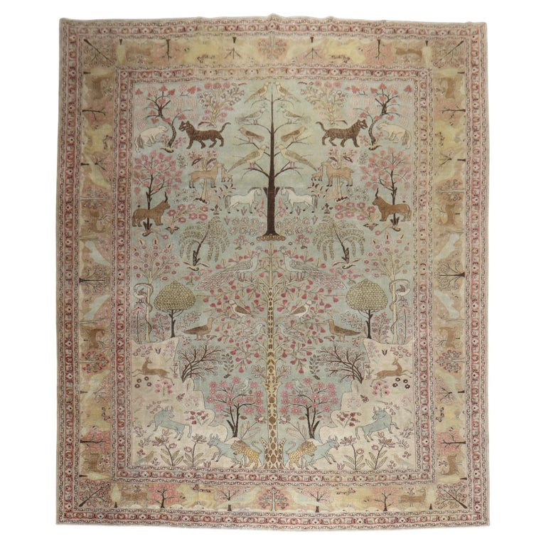 Spectacular Persian Pictorial Animal Rug For Sale at 1stDibs