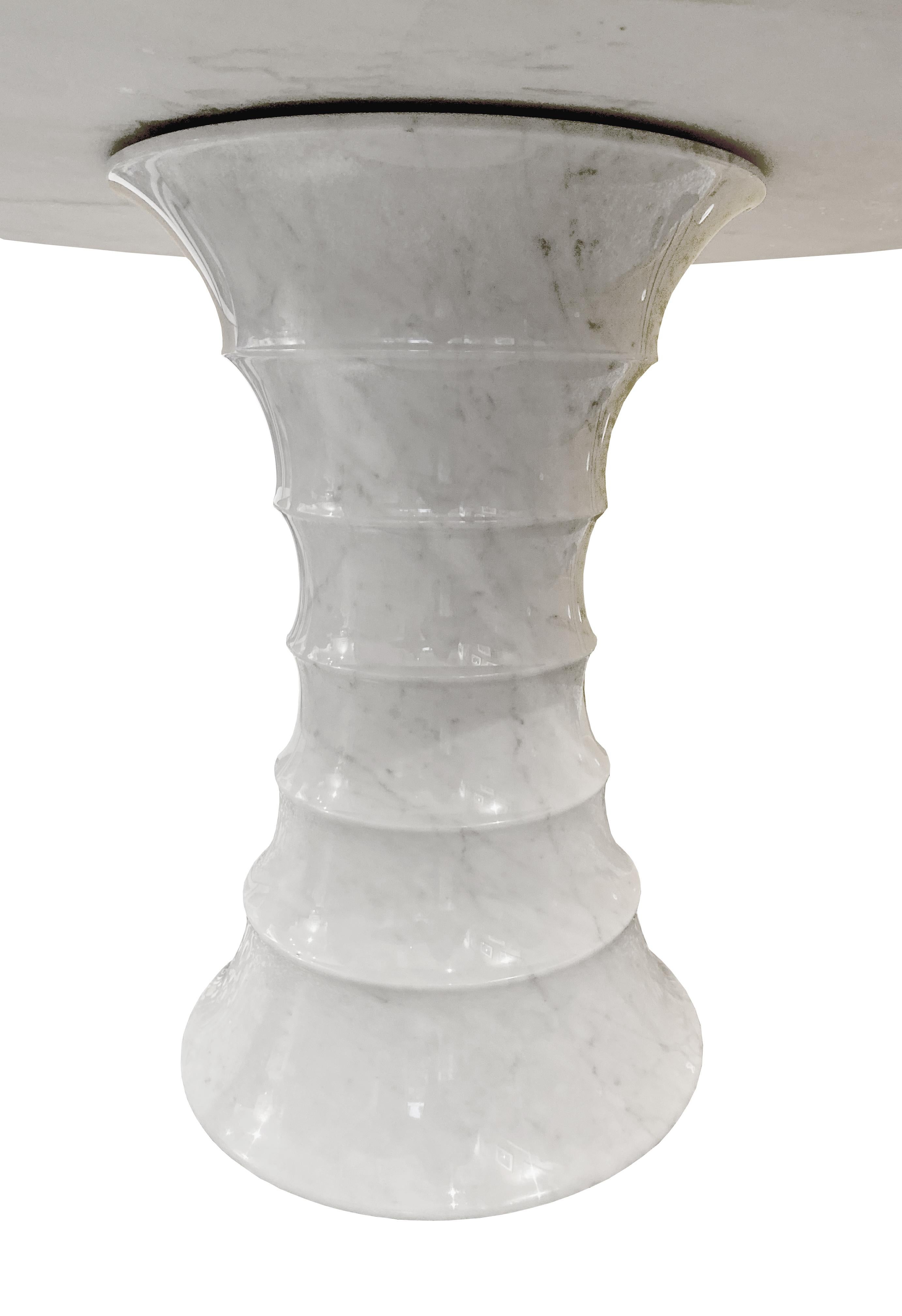 Spectacular round dining table with spiral base, Italian design, circa ...