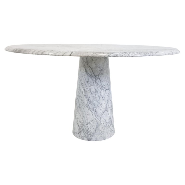 Spectacular Round Marble Dining or Center Table in Carrara Marble with ...