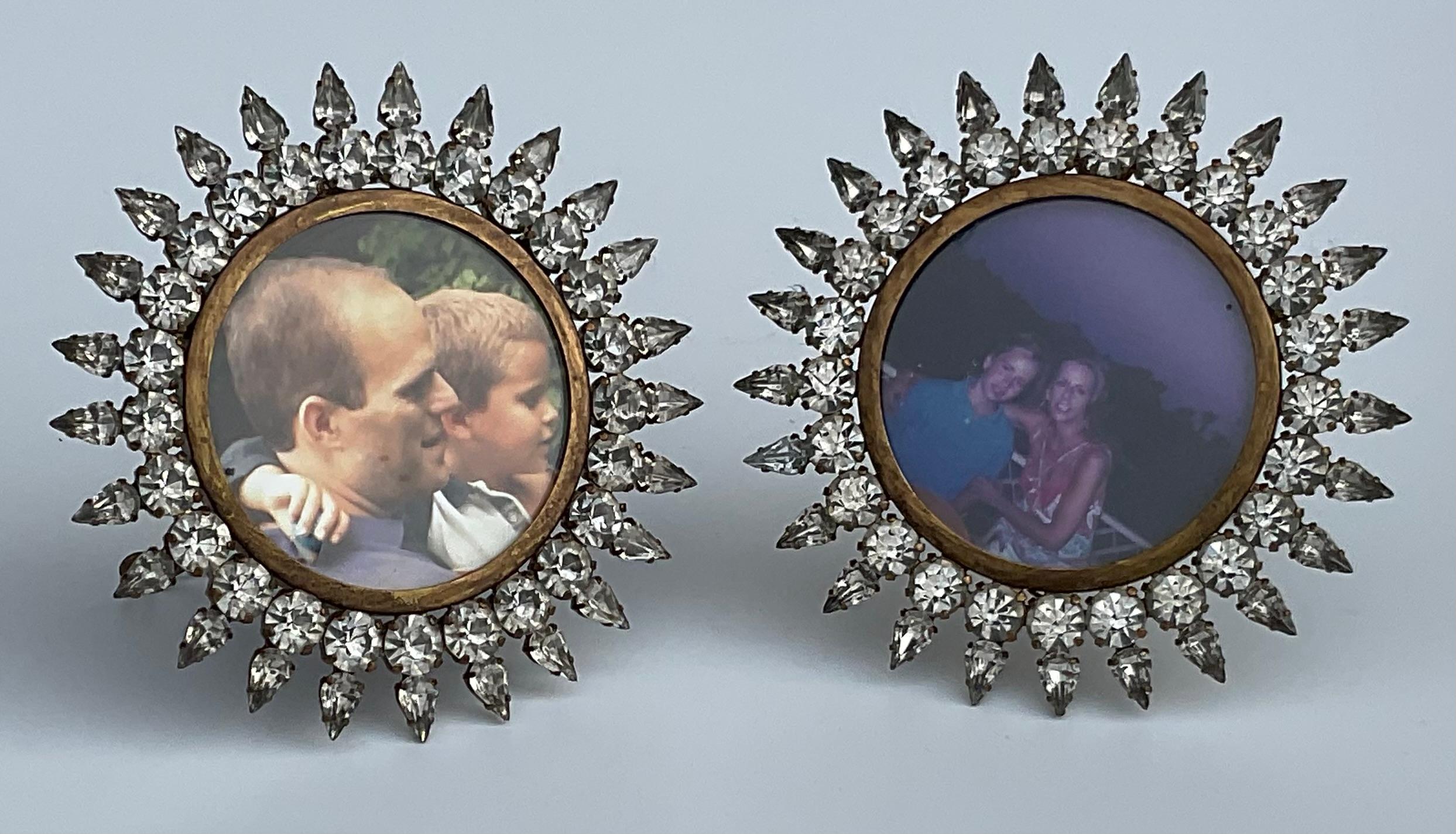 Spectacular Starburst Art Deco Czech Pair Picture Frames with Jeweled ...