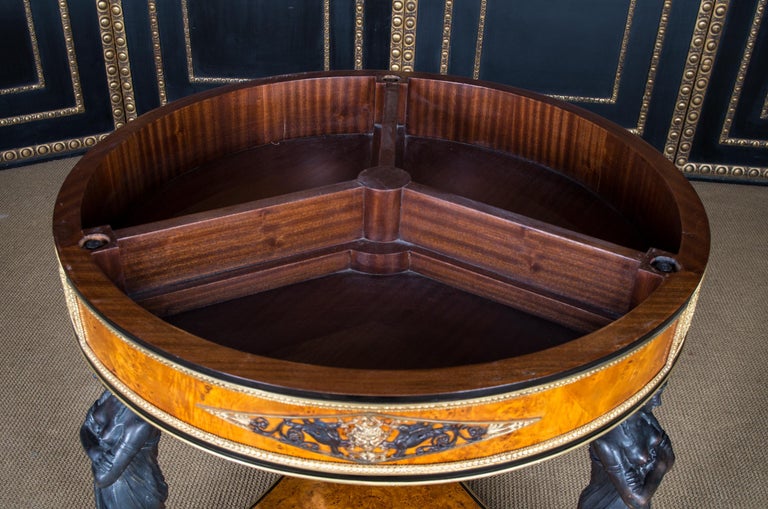 Spectacular Temple Guardian Antique Empire Style Table Birdseye Maple ...