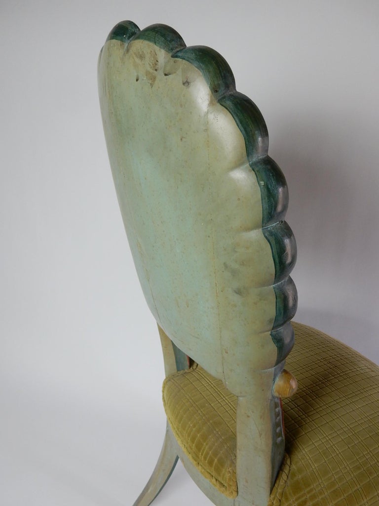 Spectacular Venetian Hand Painted Grotto Shell Chair Italian at 1stDibs