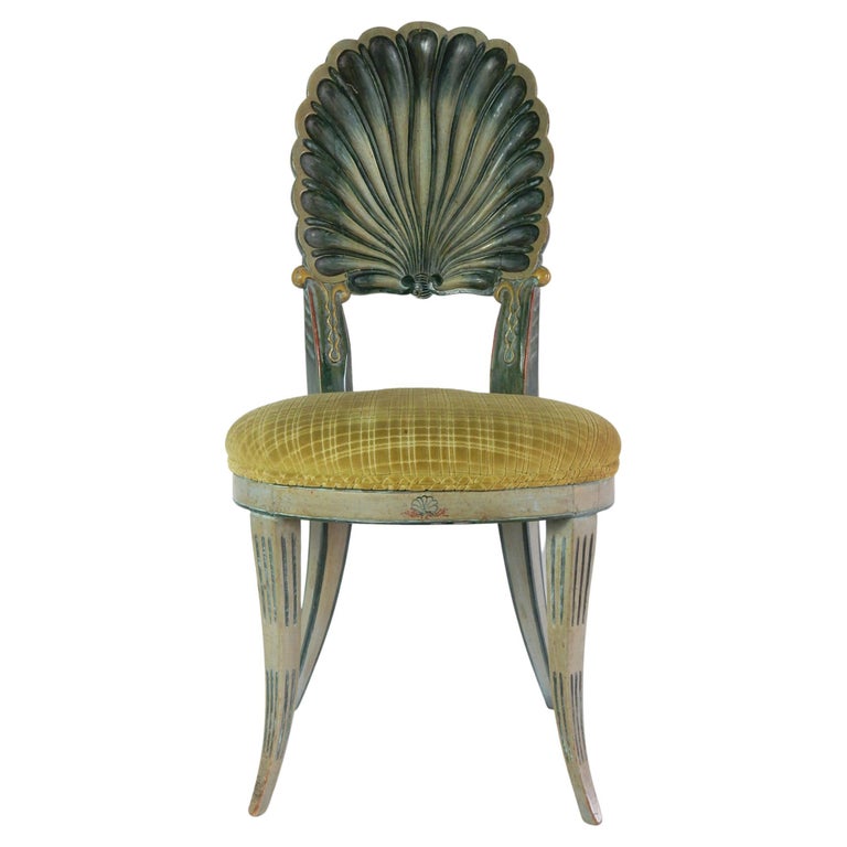 Spectacular Venetian Hand Painted Grotto Shell Chair Italian at 1stDibs