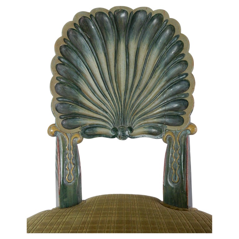 Spectacular Venetian Hand Painted Grotto Shell Chair Italian at 1stDibs
