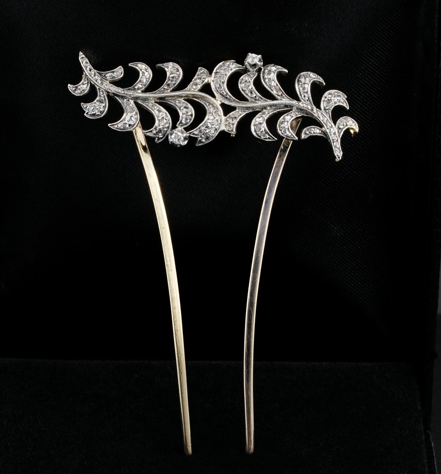 Spectacular Victorian Diamond Aigrette Hair Ornament Silver on Gold at ...