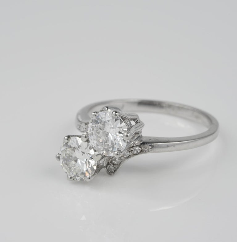 Spectacular Vintage 1.55 Carat Two-Stone G VVS Diamond Engagement ...