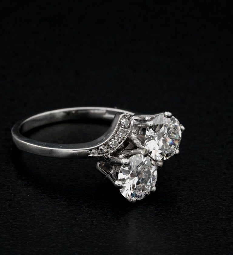 Spectacular Vintage 1.55 Carat Two-Stone G VVS Diamond Engagement ...