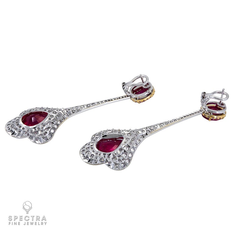 Spectra Fine Jewelry 20.24 Carat Ruby Diamond Drop Earrings For Sale at 1stDibs