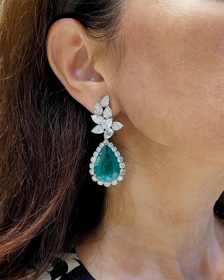 Spectra Fine Jewelry C.Dunaigre Certified Emerald Diamond Drop Earrings ...