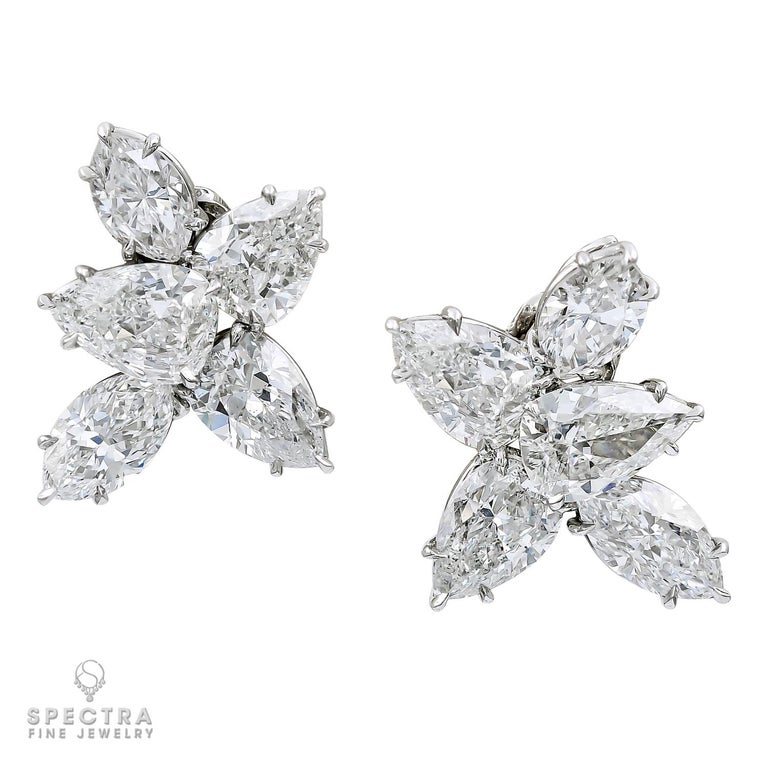 Spectra Fine Jewelry Cluster Earrings with Marquise and Pear-Shape ...