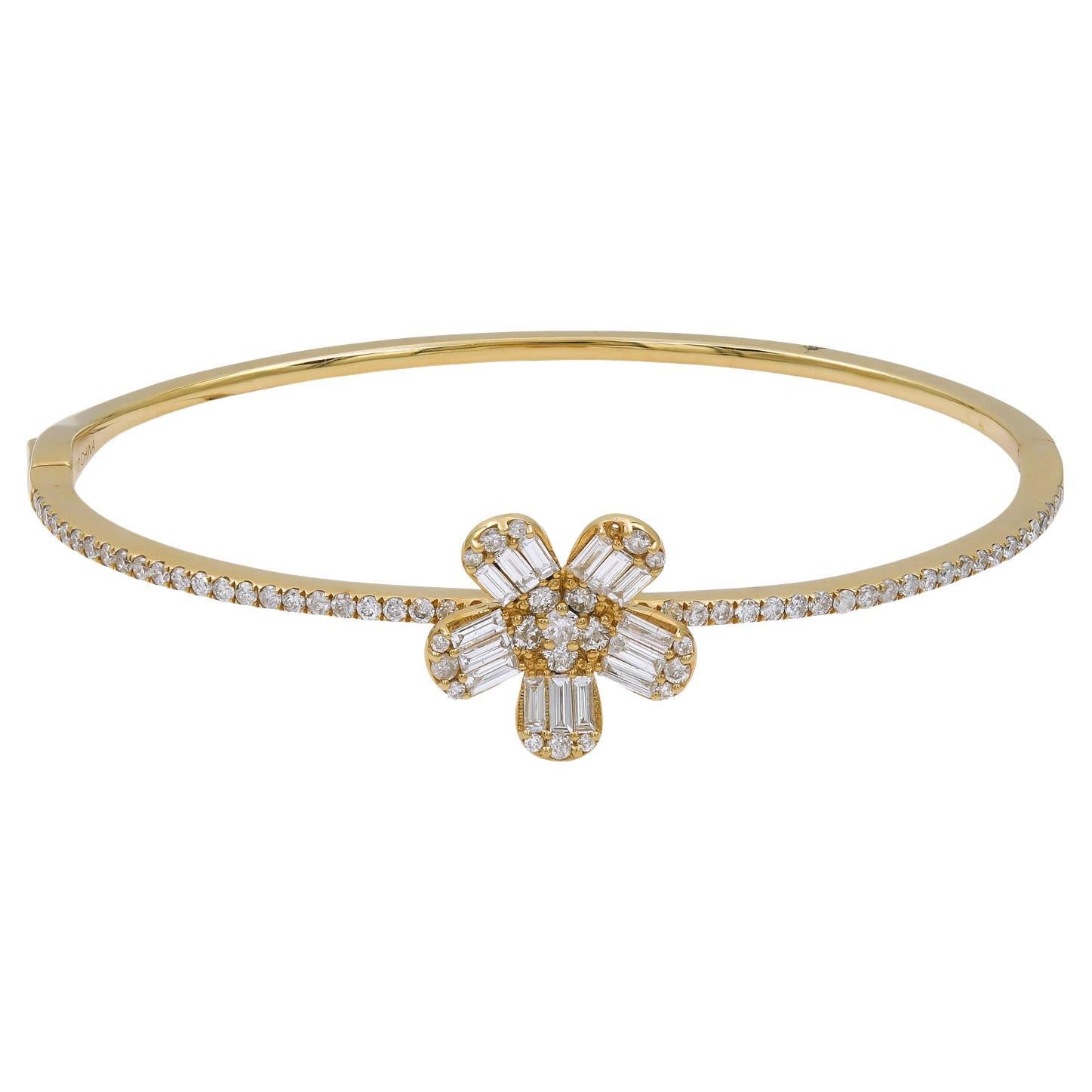 Emerald Cut Diamond Friendship Bar Bracelet 18 Karat Yellow Gold Fine ...