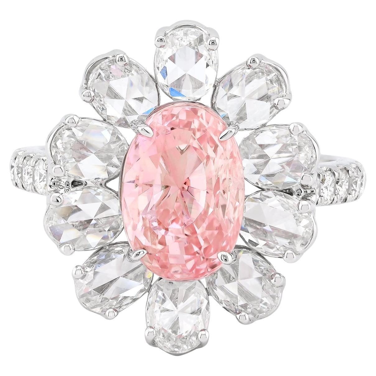 Spectra Fine Jewelry GRS Certified Padparadscha Sapphire Diamond Ring ...