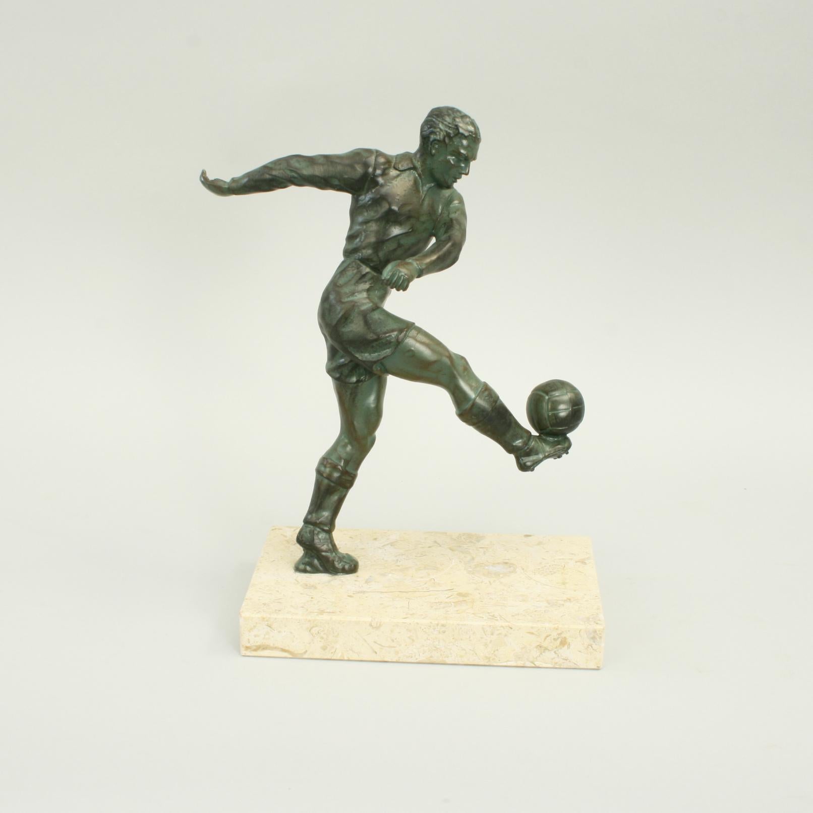 Spelter Football Figure, Soccer, in Art Deco Style For Sale at 1stDibs