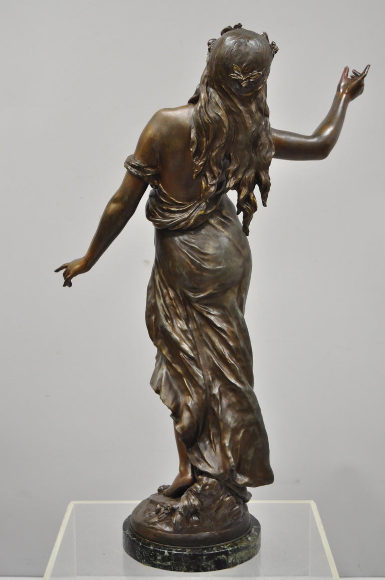 Spelter French Art Nouveau Woman Maiden Sculpture Statue Signed Auguste ...