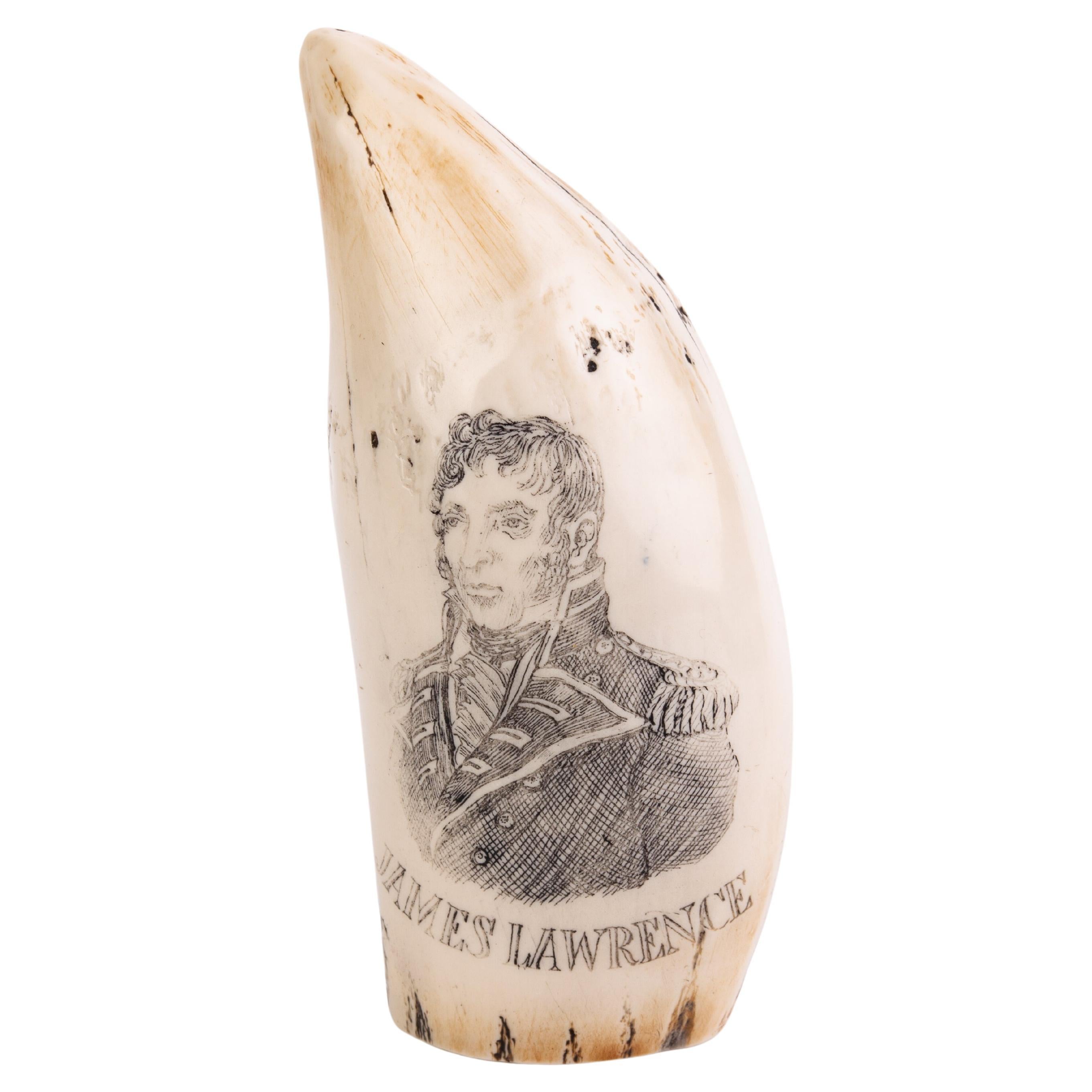 Scrimshaw of whale tooth with vertically engraved mermaid mid-19th ...
