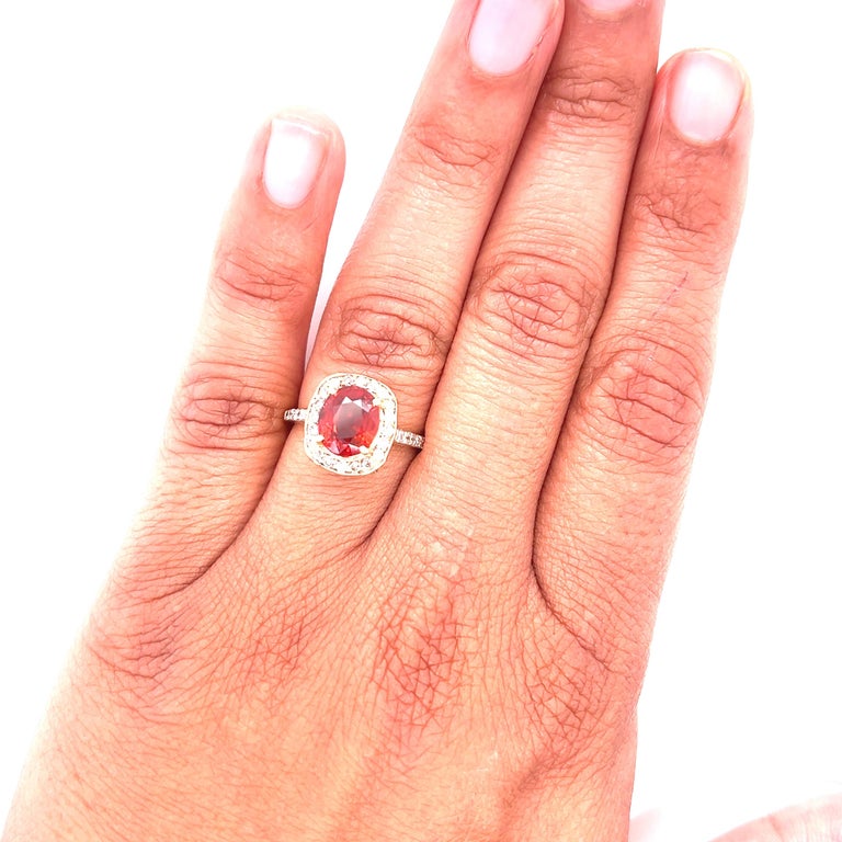 Spessartine Diamond Yellow Gold Engagement Ring For Sale at 1stDibs