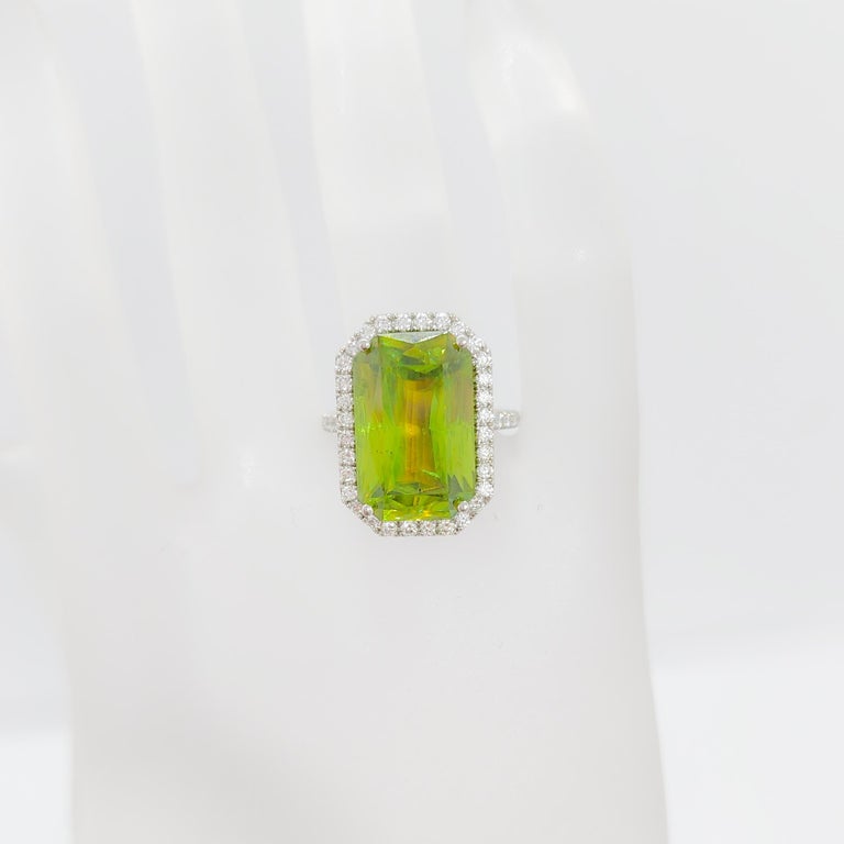 Sphene and White Diamond Cocktail Ring in Platinum For Sale at 1stDibs