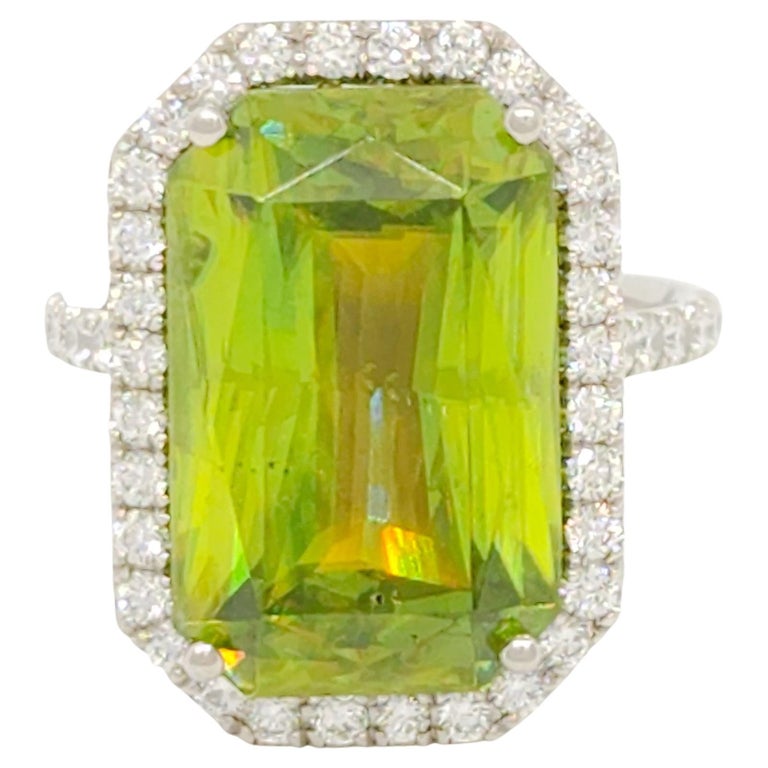 Sphene and White Diamond Cocktail Ring in Platinum For Sale at 1stDibs