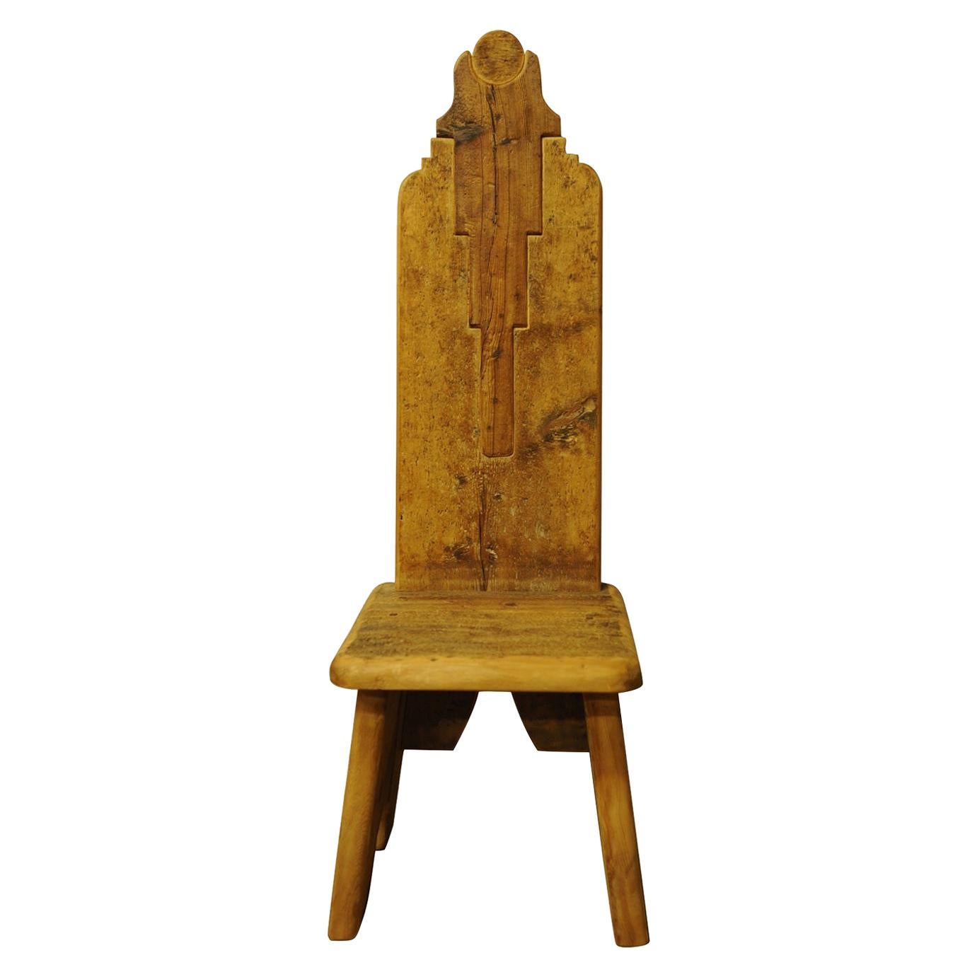 Tramp Art, Outsider Art Midcentury Throne Chair with Footstool at 1stDibs
