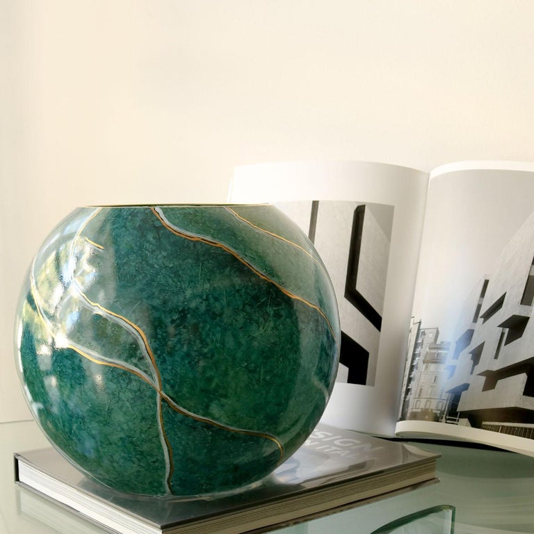 Spherical Green Vase For Sale at 1stDibs