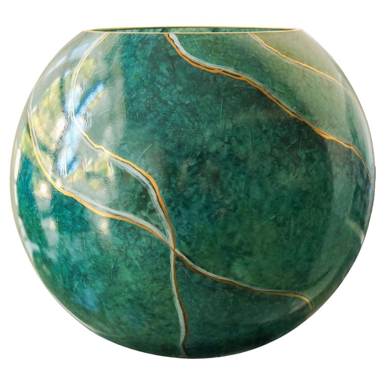 Spherical Green Vase For Sale at 1stDibs