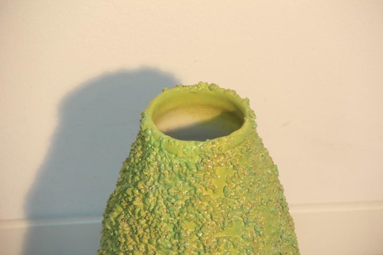 Spica Italian Mid-Century Modern Ceramic Green Color Rough Enamelled ...