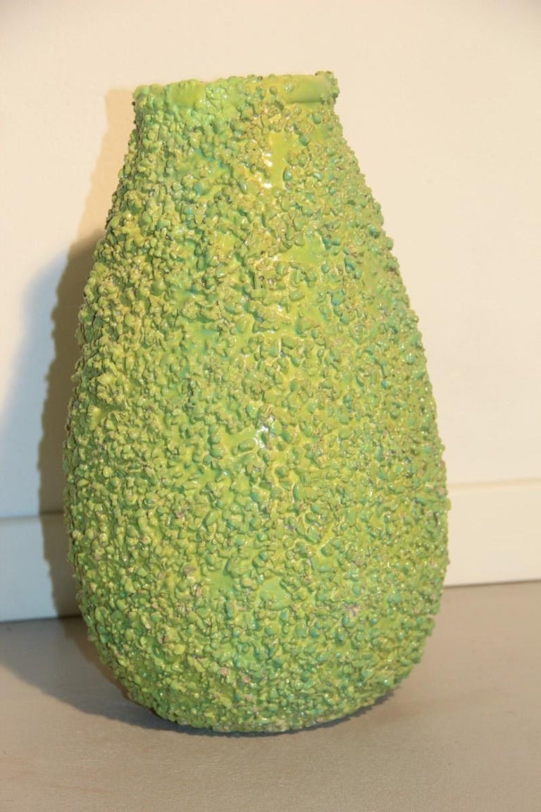Spica Italian Mid-Century Modern Ceramic Green Color Rough Enamelled ...