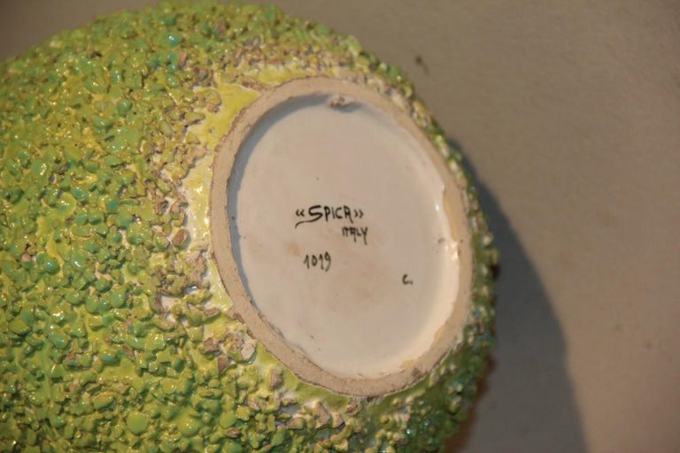 Spica Italian Mid-Century Modern Ceramic Green Color Rough Enamelled ...