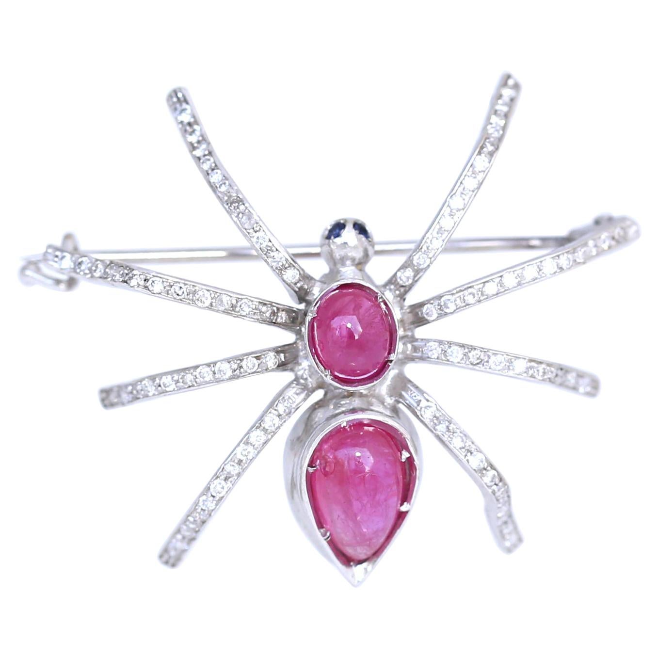 Spider Brooch 1970s Ruby Diamond Gold at 1stDibs