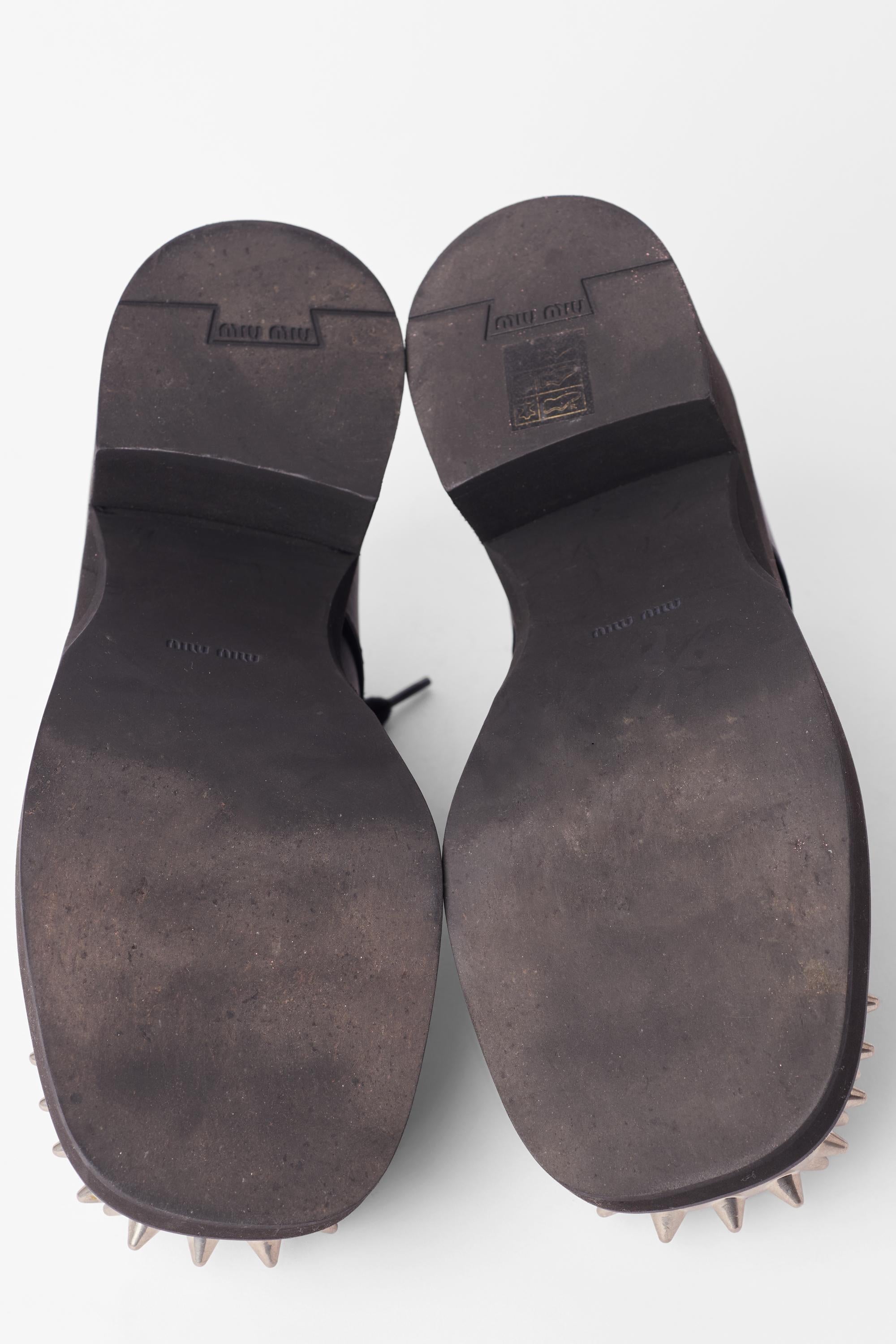 Spiked Leather Block Heel Derby Shoes For Sale at 1stDibs