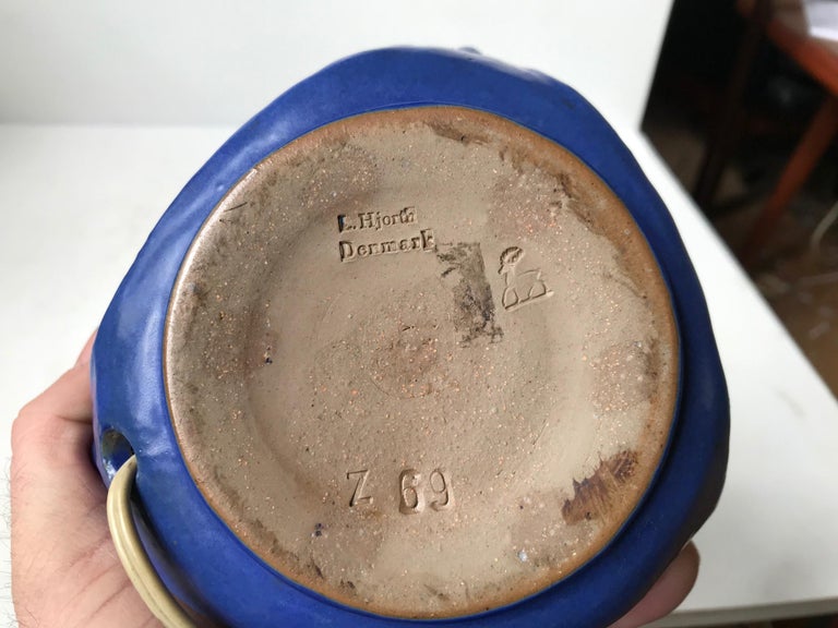 Spiky Blue Ceramic Table Lamp with Troll by Lauritz Hjorth, 1940s For ...