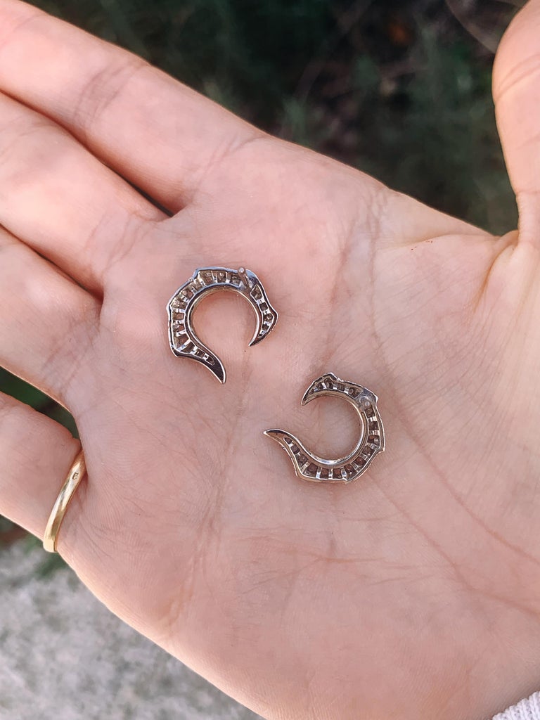 Spiky Earrings with Diamonds and Sapphires For Sale at 1stDibs