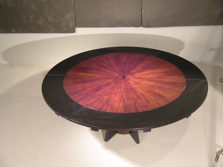 Spin Dining Table with Expandable Perimeter Leaves, Rosewood with Black ...