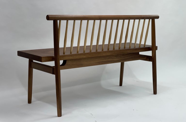 Spindle Back Bench in Walnut and Ash For Sale at 1stDibs