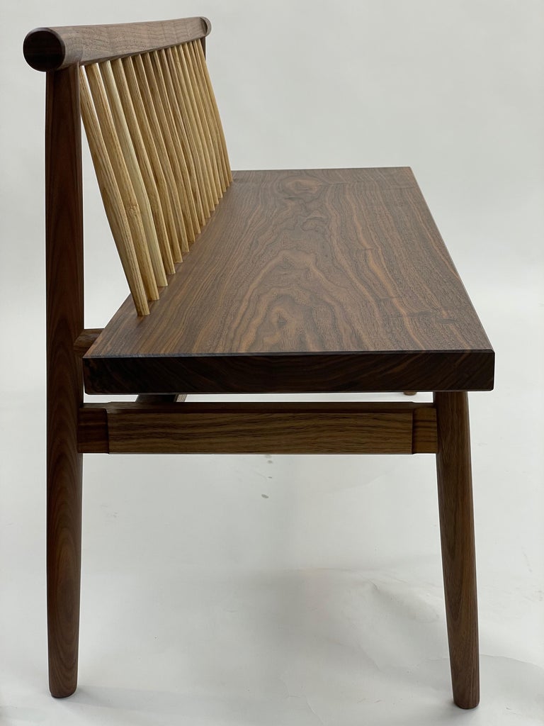 Spindle Back Bench in Walnut and Ash For Sale at 1stDibs